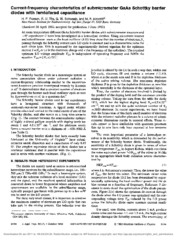 (PDF) Current-frequency characteristics of submicrometer GaAs Schottky ...
