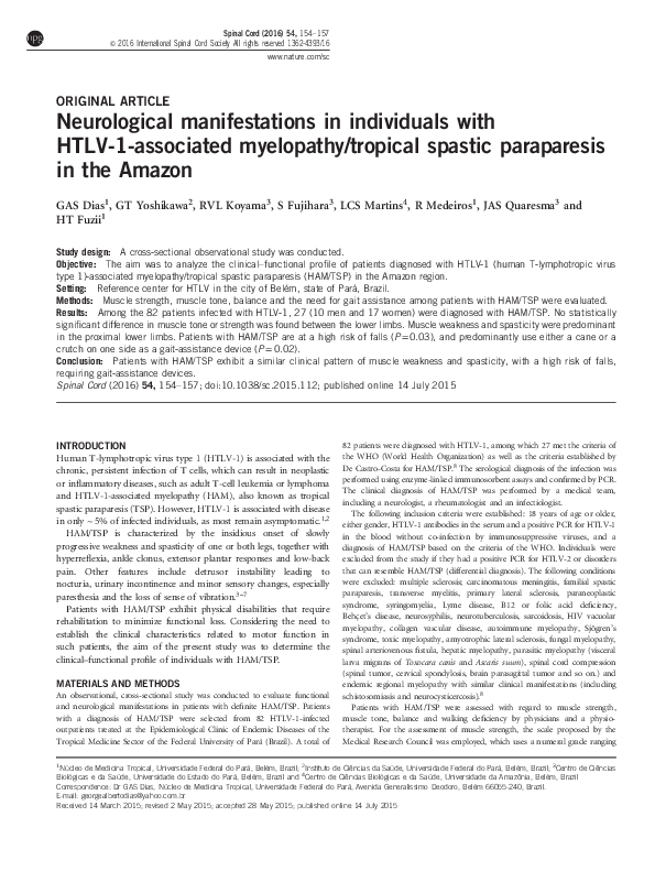 (PDF) Neurological Assessment in HAM/TSP Patients