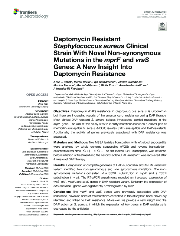 (PDF) Daptomycin Resistant Staphylococcus aureus Clinical Strain With ...