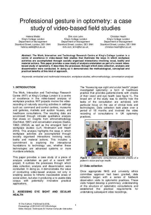 (PDF) Professional gesture in optometry: a case study of video-based ...