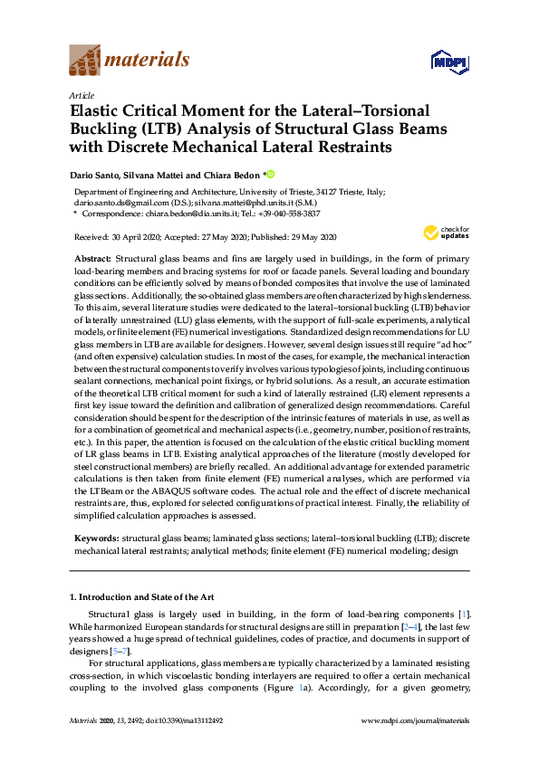 (PDF) Elastic Critical Moment for the Lateral–Torsional Buckling (LTB ...