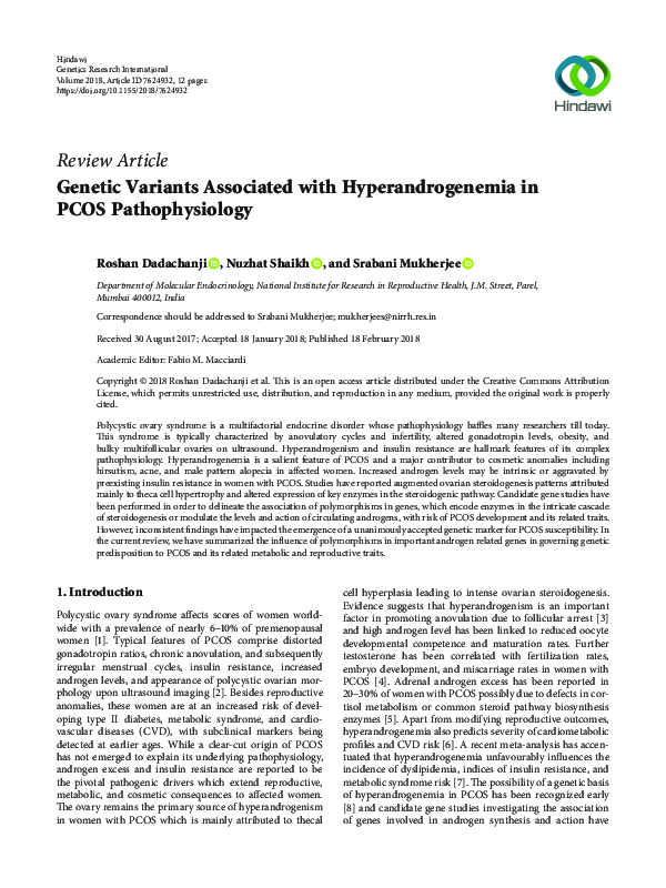 (PDF) Genetic Variants Associated with Hyperandrogenemia in PCOS ...