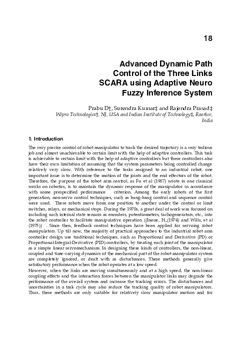 (PDF) Advanced Dynamic Path Control of the Three Links SCARA Using Adaptive Neuro Fuzzy ...