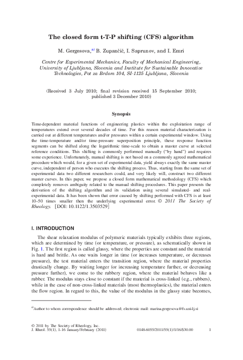 Pdf The Closed Form T T P Shifting Cfs Algorithm Igor Emri