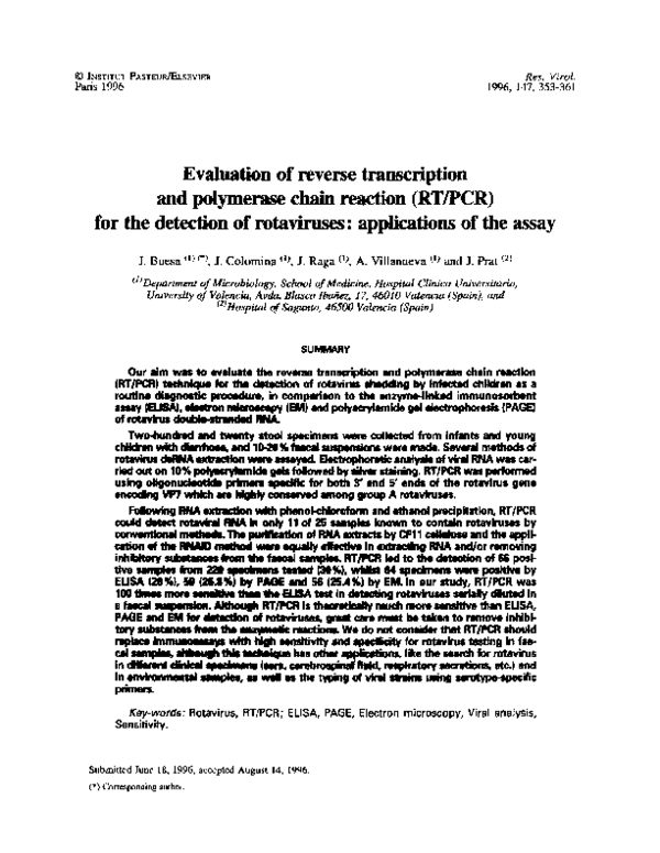 (PDF) Evaluation of reverse transcription and polymerase chain reaction ...