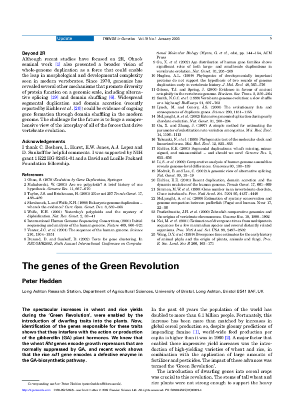 (PDF) The genes of the Green Revolution