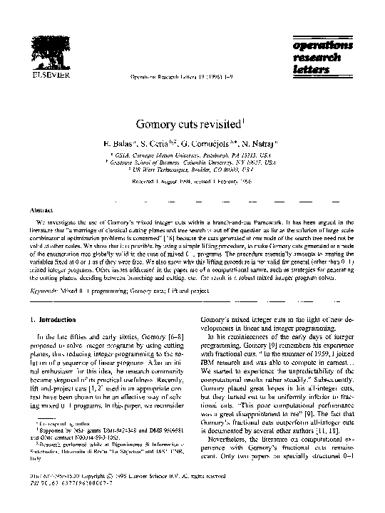 (PDF) Gomory cuts revisited