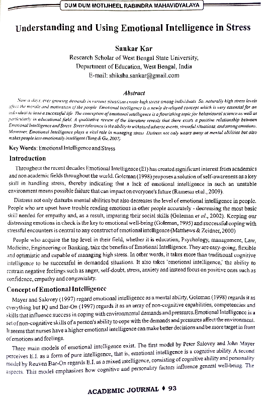 (PDF) Understanding and Using Emotional Intelligence in Stress