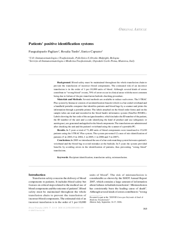 (PDF) Enhancing Blood Transfusion Safety with I-TRAC
