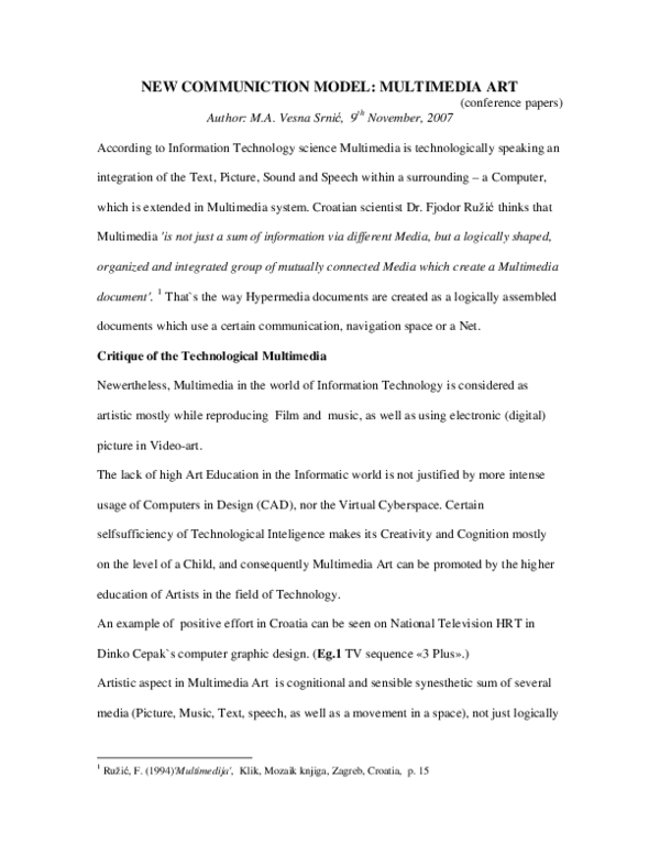 (PDF) New Communication Model: Multimedia Art