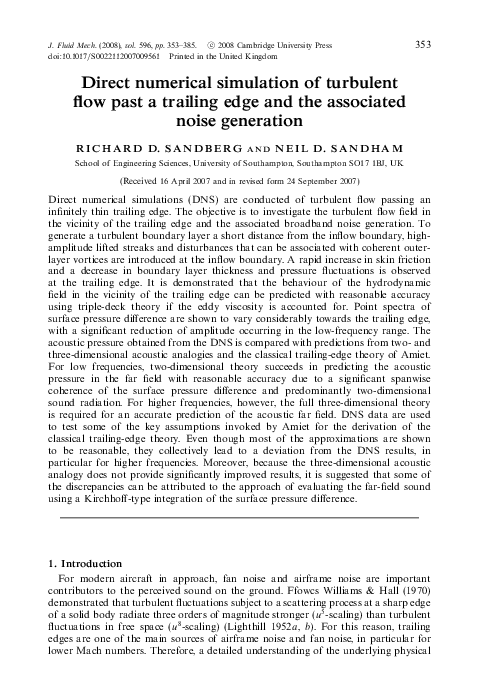 Pdf Direct Numerical Simulation Of Turbulent Flow Separation From A