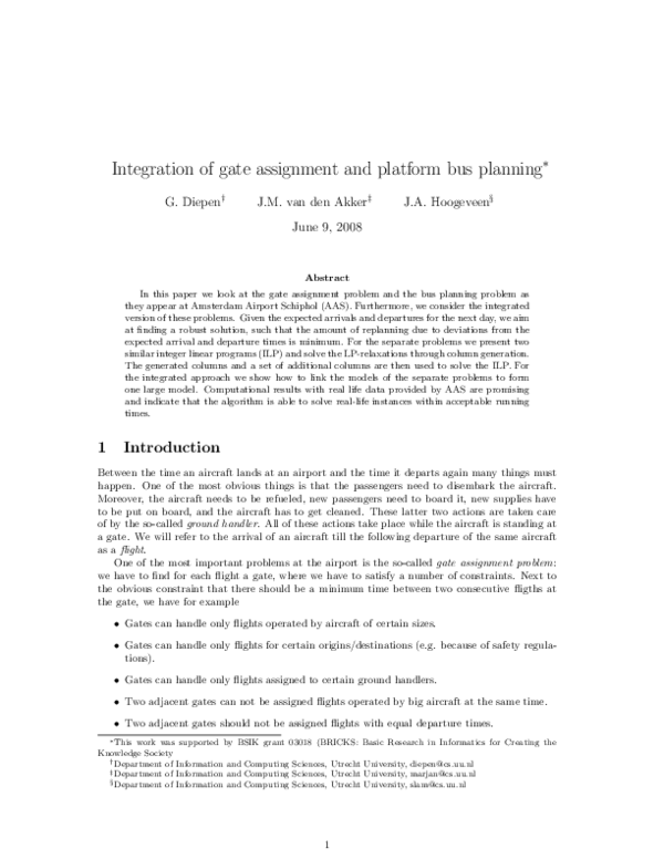 (PDF) Integration of gate assignment and platform bus planning