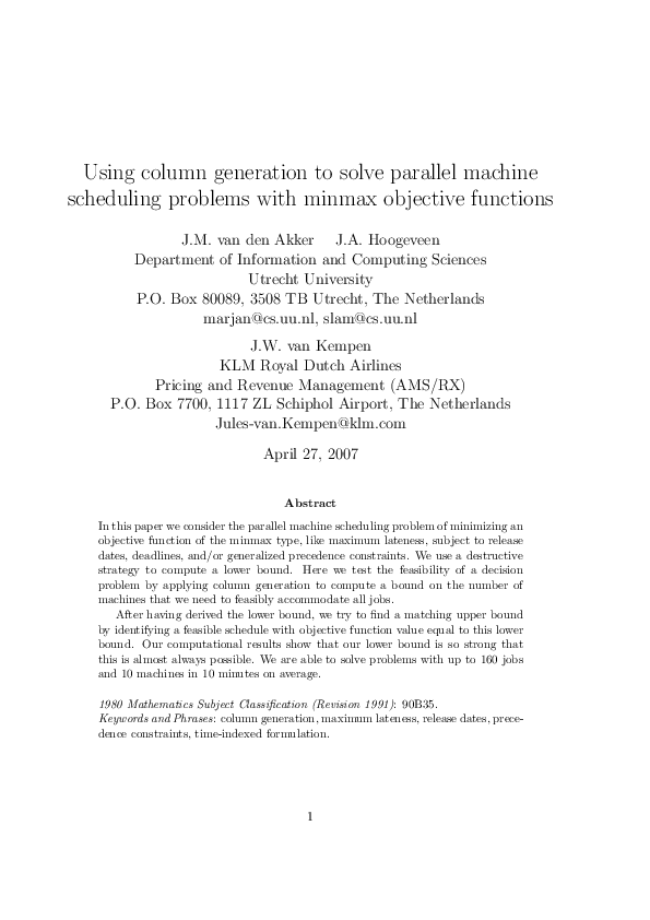 (PDF) Minimizing Minmax Objectives in Parallel Machine Scheduling