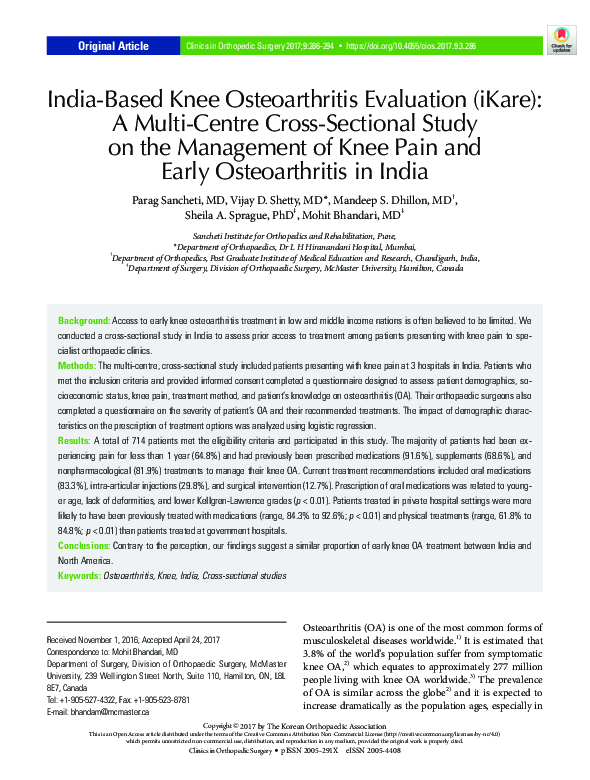 (PDF) India-Based Knee Osteoarthritis Evaluation (iKare): A Multi ...