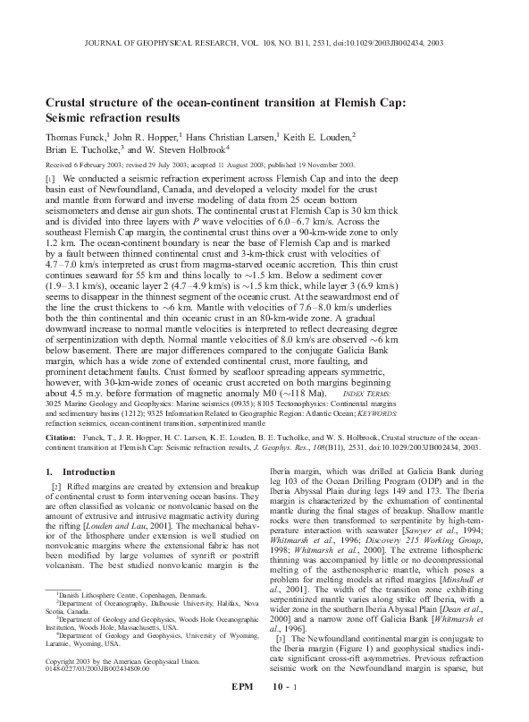 (PDF) Crustal structure of the ocean-continent transition at Flemish ...
