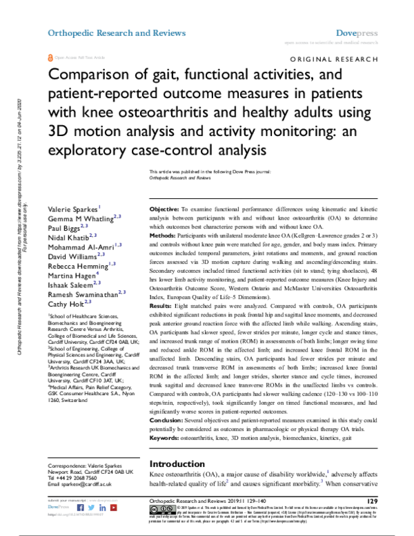 (PDF) Comparison of gait, functional activities, and patient-reported ...