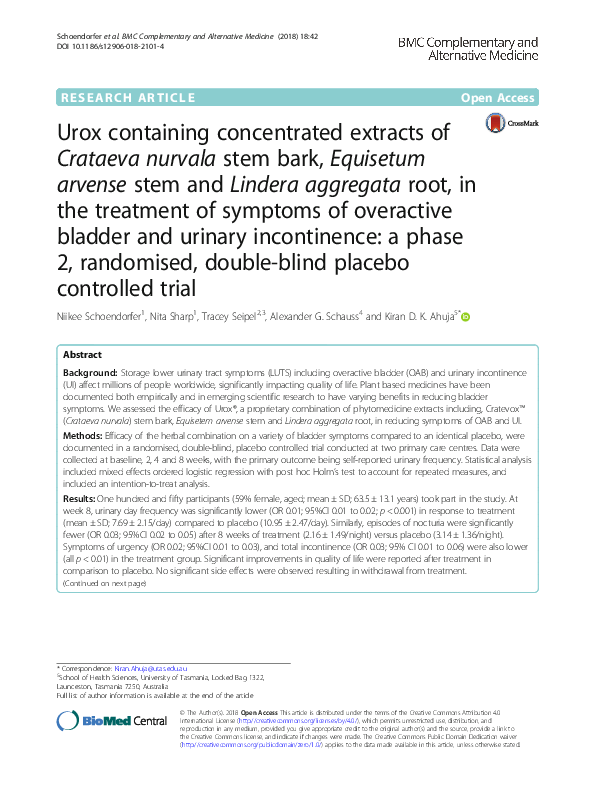 (PDF) Urox containing concentrated extracts of Crataeva nurvala stem ...
