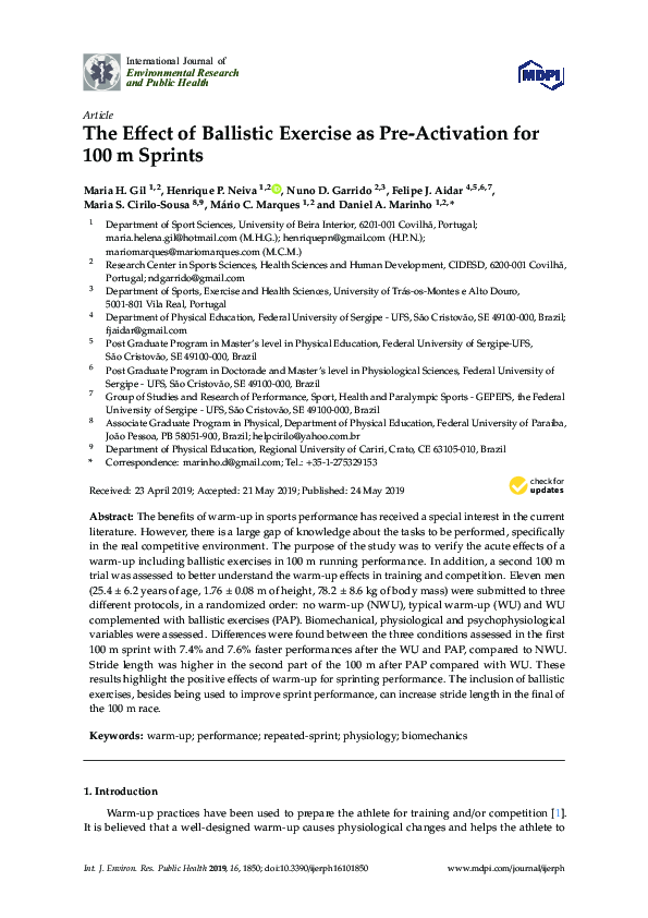 (PDF) The Effect of Ballistic Exercise as Pre-Activation for 100 m ...