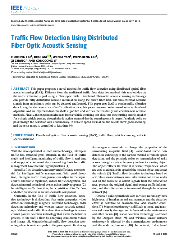 (PDF) Traffic Flow Detection Using Distributed Fiber Optic Acoustic Sensing