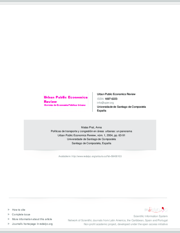 Pdf Políticas De Transporte Y Congestión En áreas Urbanas Un Panorama 4405
