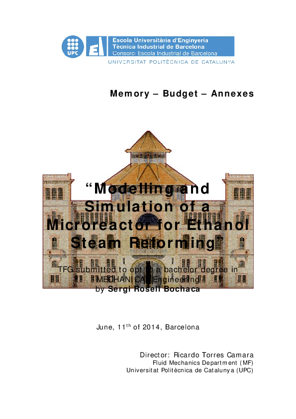 (PDF) Modelling and simulation of a microreactor for ethanol steam ...