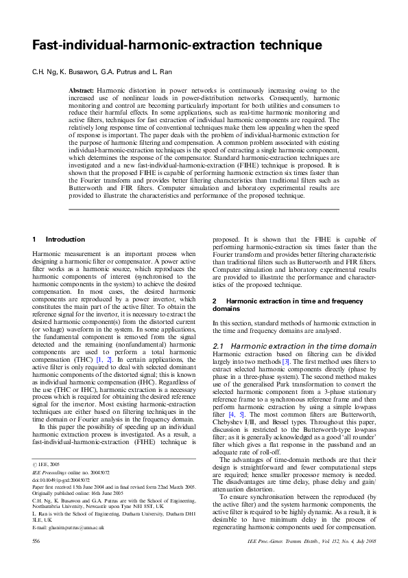 (PDF) Fast-individual-harmonic-extraction technique