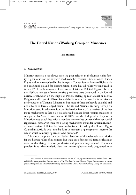 (PDF) The United Nations Working Group on Minorities