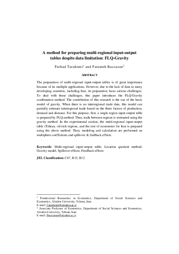 Pdf A Method For Preparing Multi Regional Input Output Tables Despite