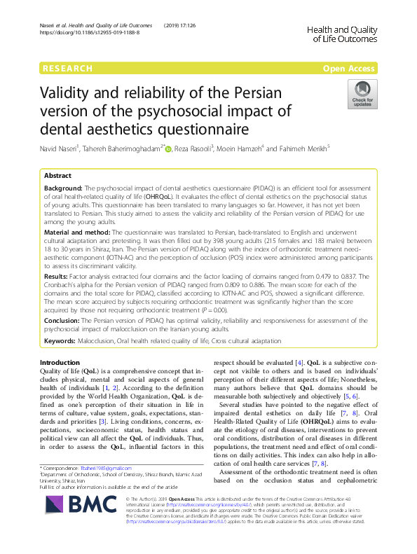 (PDF) Validity and reliability of the Persian version of the Movement Imagery Questionnaire 2