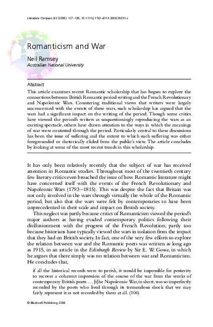 (PDF) Romanticism and War