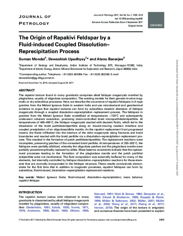 (PDF) Origin of Rapakivi feldspar by a fluid–induced coupled ...