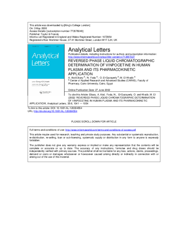 (PDF) Reversed-phase liquid chromatographic determination of ...