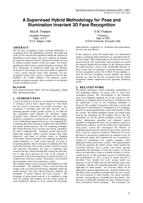 (PDF) A Supervised Hybrid Methodology for Pose and Illumination Invariant 3D Face Recognition