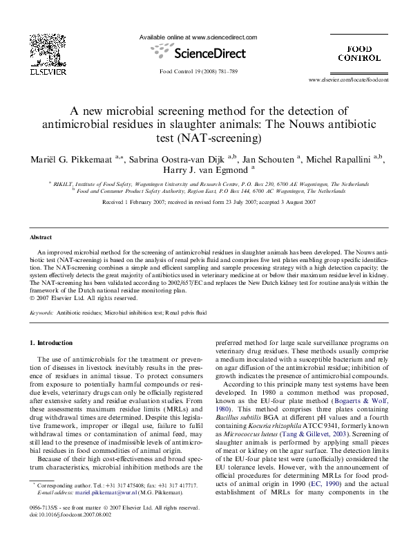 (PDF) A new microbial screening method for the detection of ...