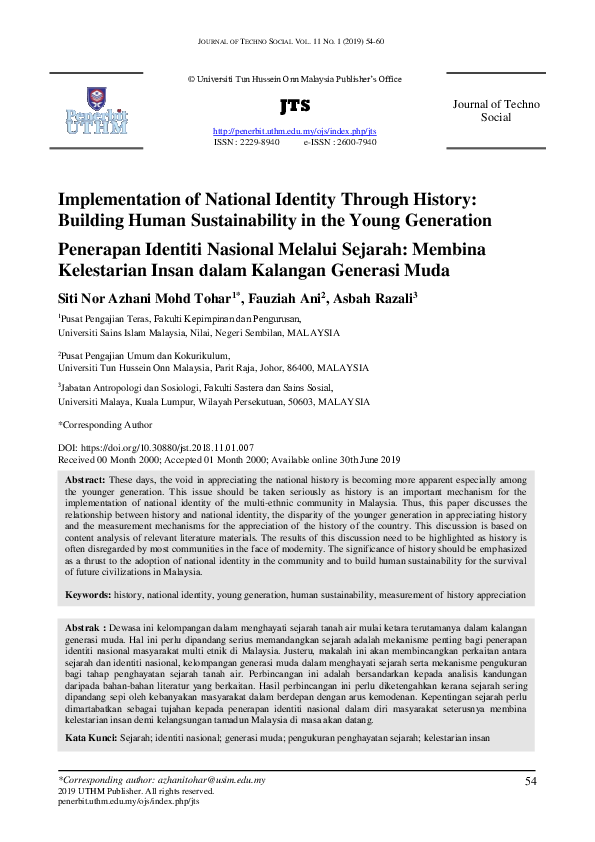 (PDF) Implementation of National Identity Through History: Building ...