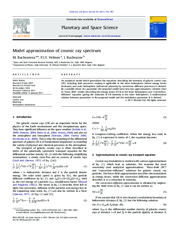 (PDF) Model approximation of cosmic ray spectrum