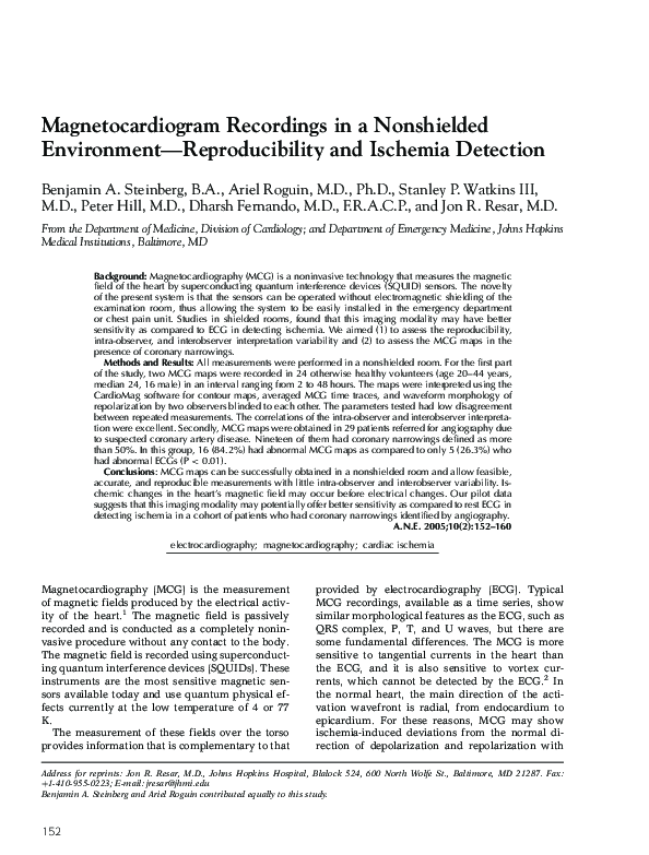 (PDF) Magnetocardiogram Recordings in a Nonshielded Environment ...