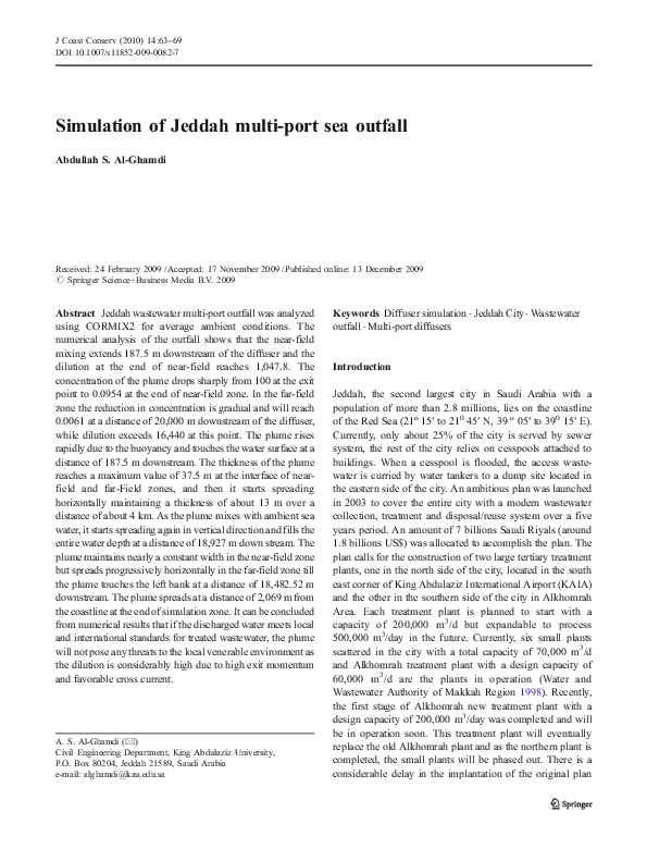 (PDF) Simulation of Jeddah multi-port sea outfall