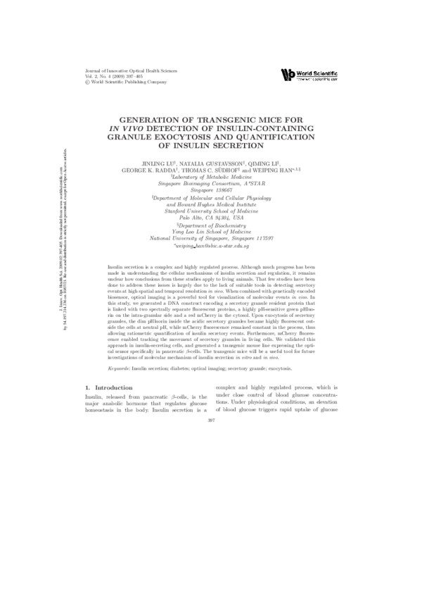 (PDF) Generation of Transgenic Mice for in Vivo Detection of Insulin ...