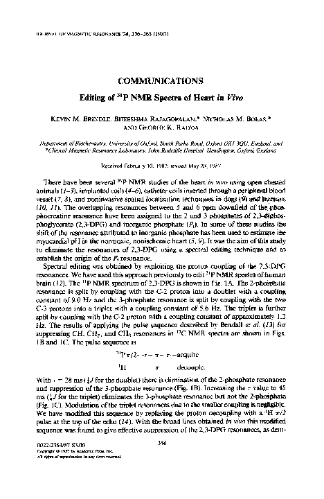 (PDF) Editing of 31P NMR spectra of heart in vivo
