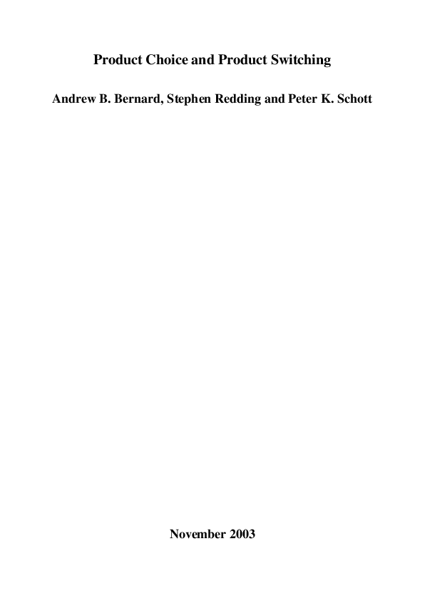 (PDF) Product Choice and Product Switching