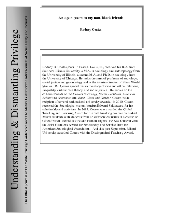 (PDF) An open poem to my non-black friends