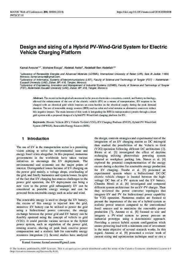 (PDF) Design and sizing of a Hybrid PV-Wind-Grid System for Electric ...