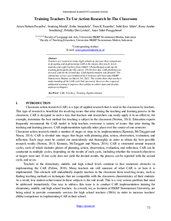 (PDF) Training Teachers To Use Action Research In The Classroom