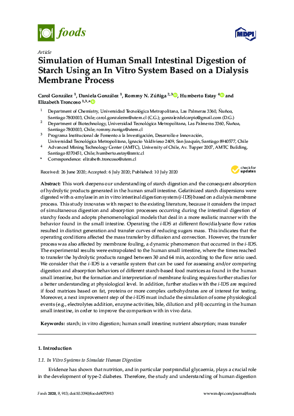 (PDF) Simulation of Human Small Intestinal Digestion of Starch Using an ...