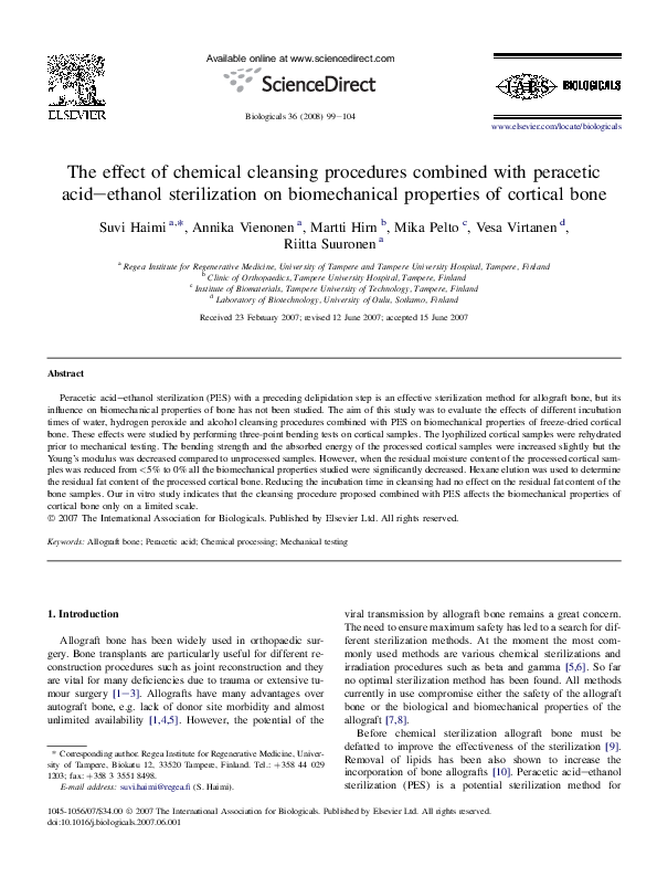 (PDF) The effect of chemical cleansing procedures combined with ...
