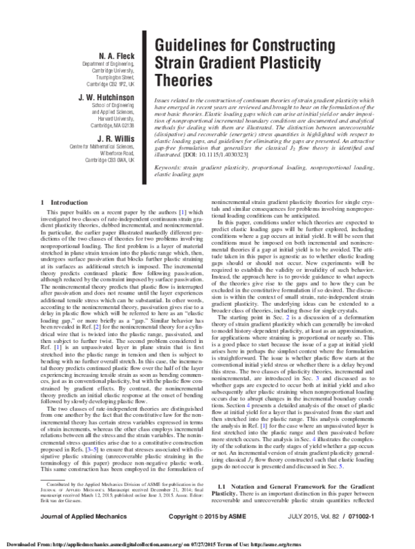 (PDF) Guidelines for Constructing Strain Gradient Plasticity Theories