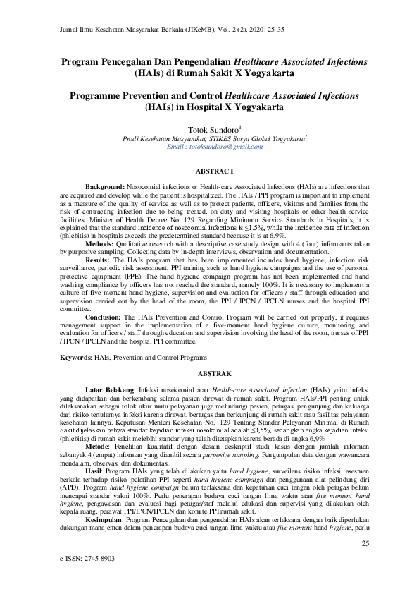 (PDF) Program Pencegahan dan Pengendalian Healthcare Associated ...