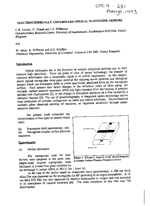 (PDF) Electrochemically controlled optical waveguide sensors | Mathias ...