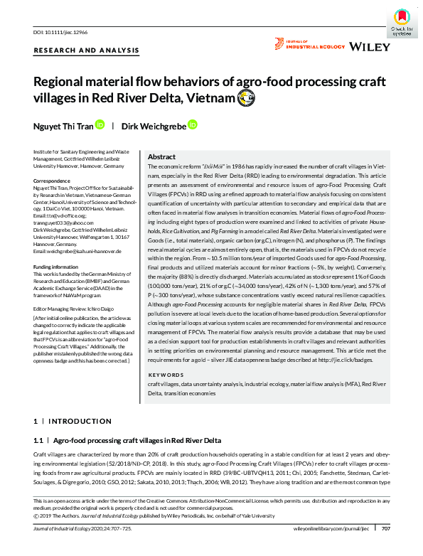 (PDF) Regional material flow behaviors of agro‐food processing craft ...